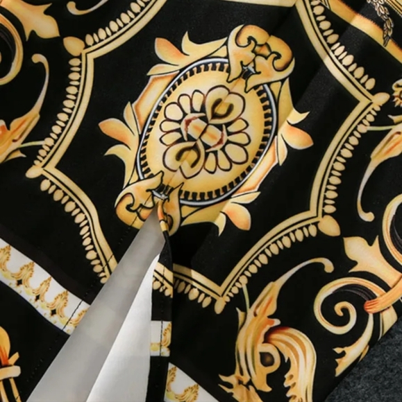 Skirts | Black And Gold Baroque Print Pencil Skirt | Poshmark